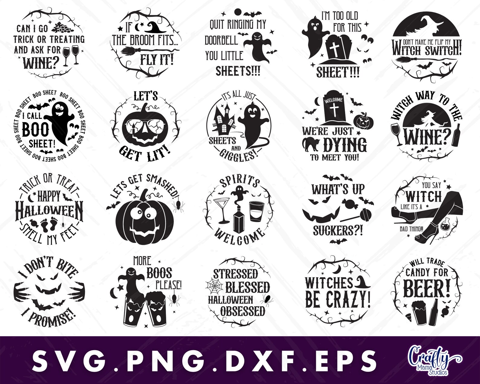 Funny Halloween Svg Bundle Halloween Round Sign Svg Round - Etsy