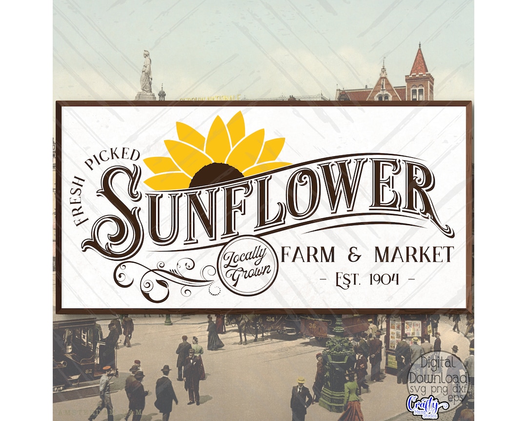 Sunflower Market Svg, Sunflower Svg, Vintage Sunflower Sign Svg ...