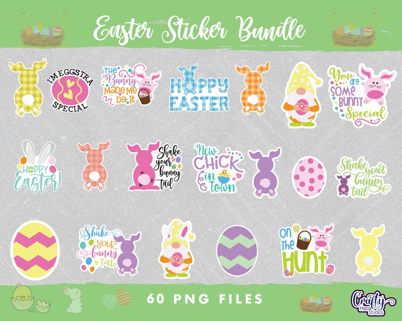 Easter Printable Stickers Easter Png Files Easter Print and - Etsy