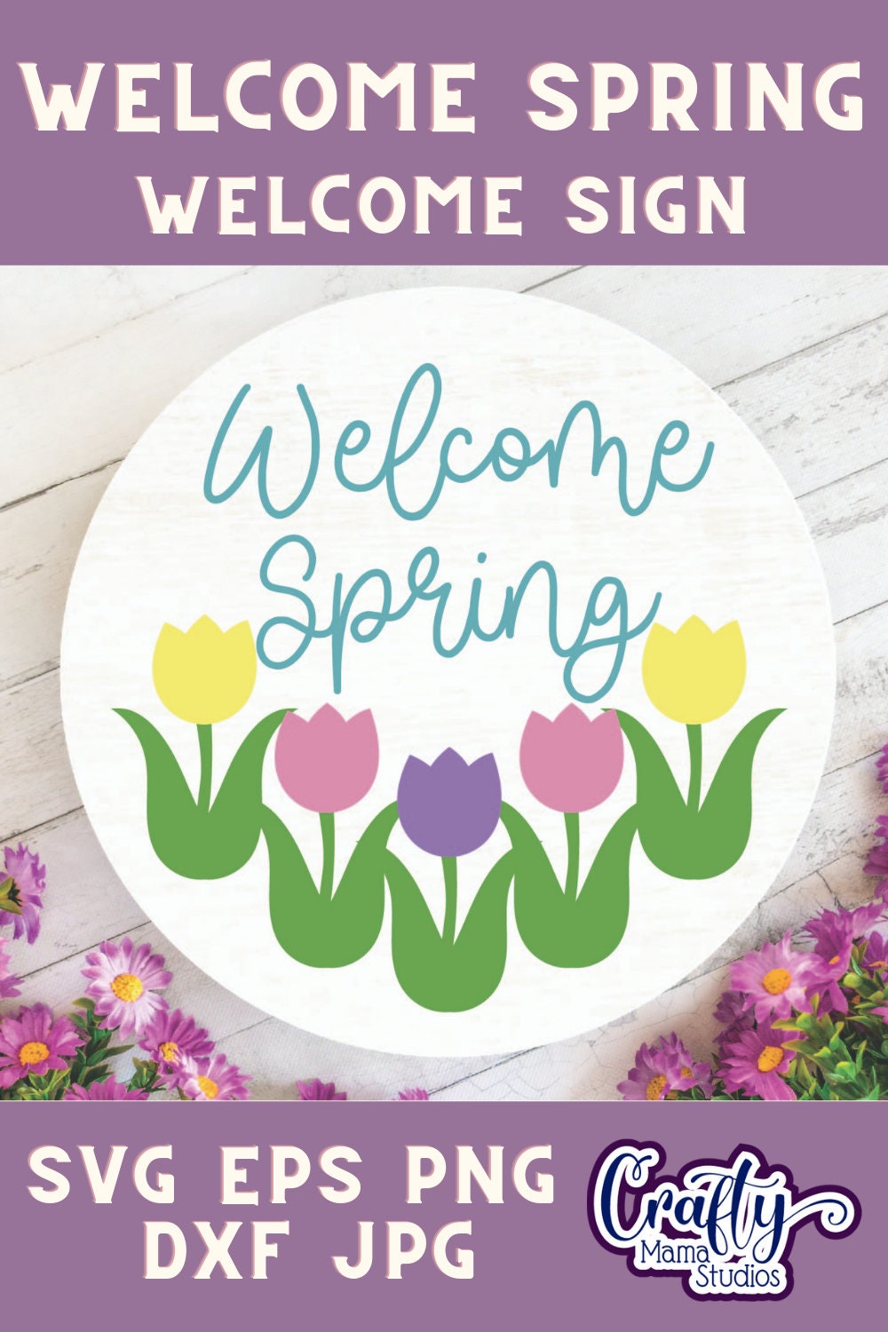 Welcome Spring Svg Round Spring Door Hanger Svg Spring - Etsy