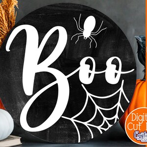 Boo Svg Halloween Svg Halloween Round Sign Svg Halloween - Etsy