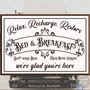 Bed and Breakfast SVG, PNG, Farmhouse Svg, Vintage Bed and Breakfast ...