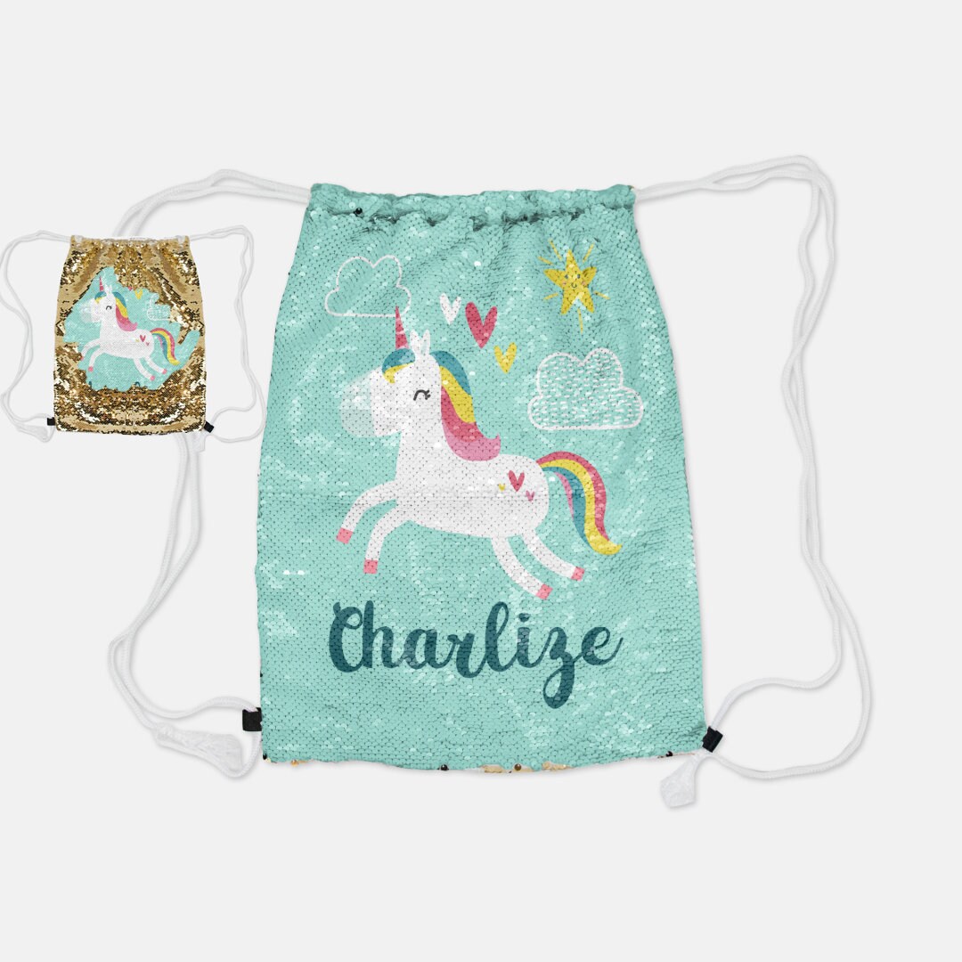 Personalized Sequin Unicorn Sequin Drawstring Bag Unicorn | Etsy
