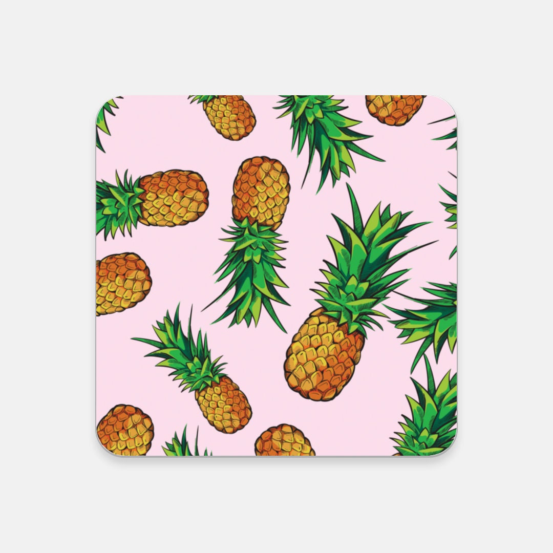 Pineapple Coaster Rounded Rectangle Coaster Cork Back - Etsy
