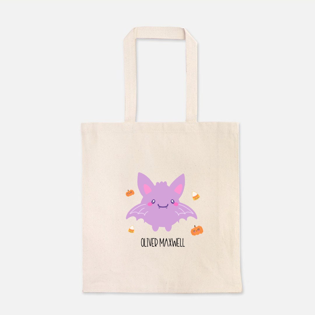 Kawaii Bat Personalized Tote Bag Custom Monogrammed Book Bag | Etsy