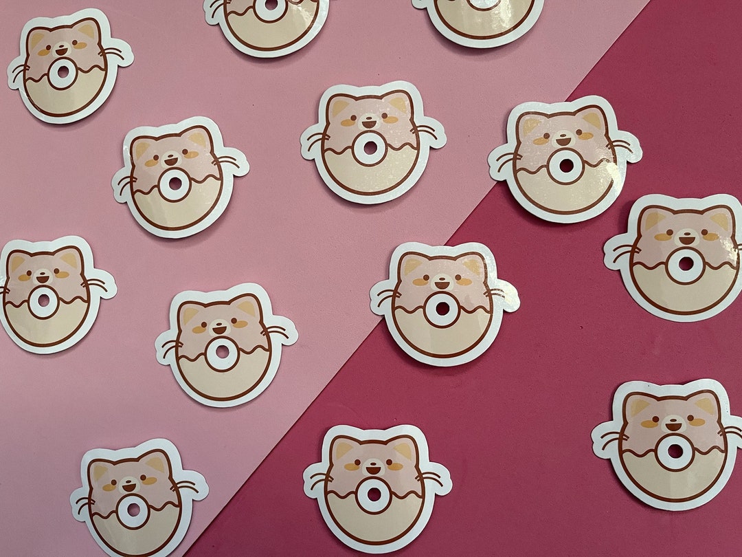Donut Cat Sticker, Vinyl Sticker, Laptop Sticker, Water Bottle Sticker ...