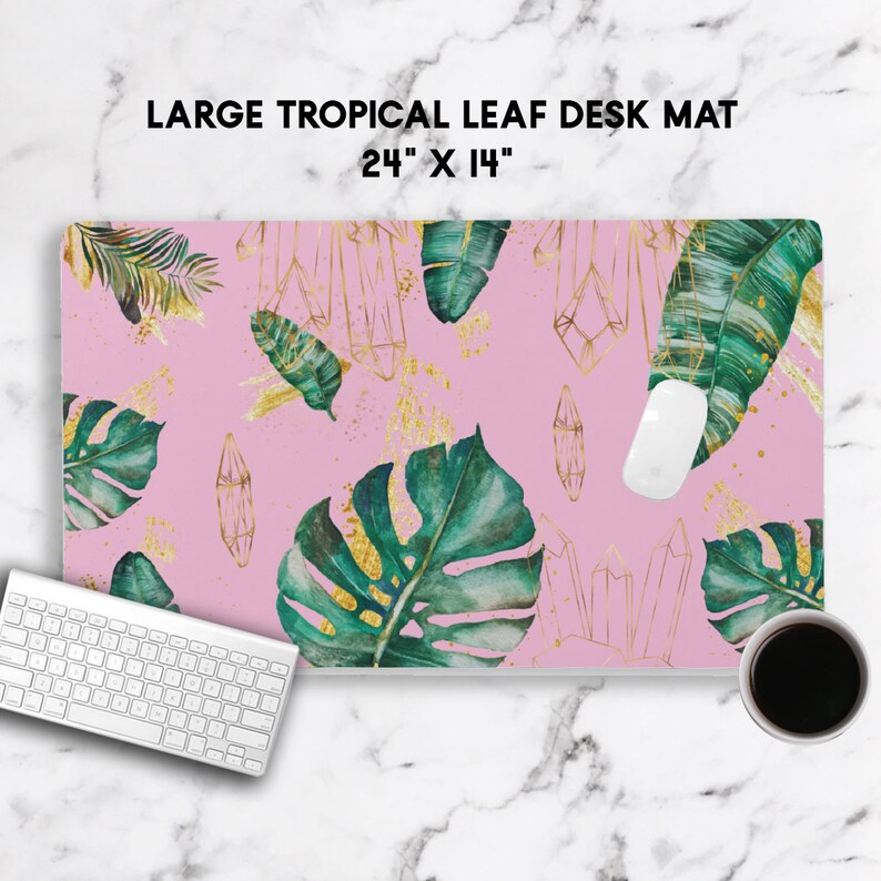 Large Tropical Leaf Desk Mat Planner Desk Accessories Boss - Etsy