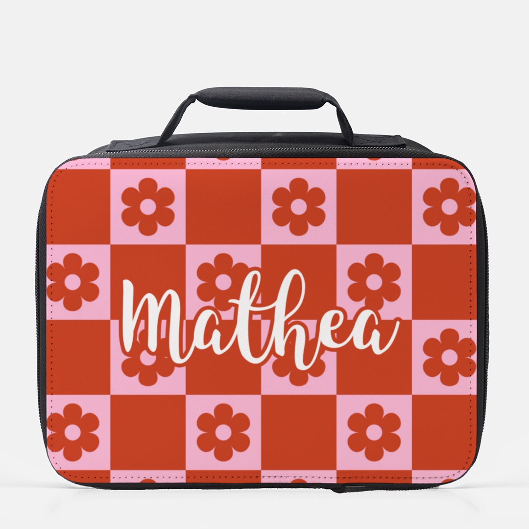 Personalized Checkered Print Lunch Box, Checker Lunch Bag, Back to ...