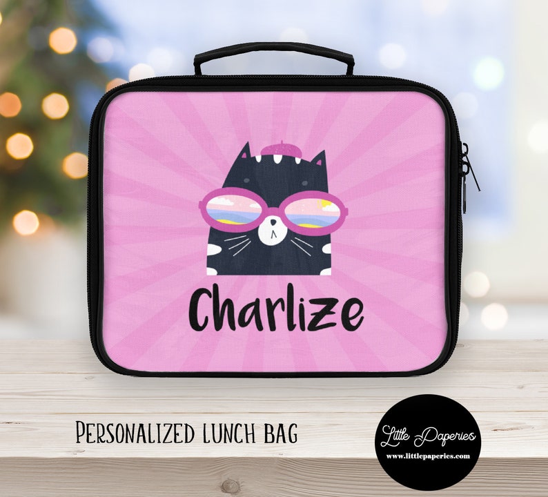 Cat Lunch Box Cat Lunch Bag Back To School Personalized Cat | Etsy