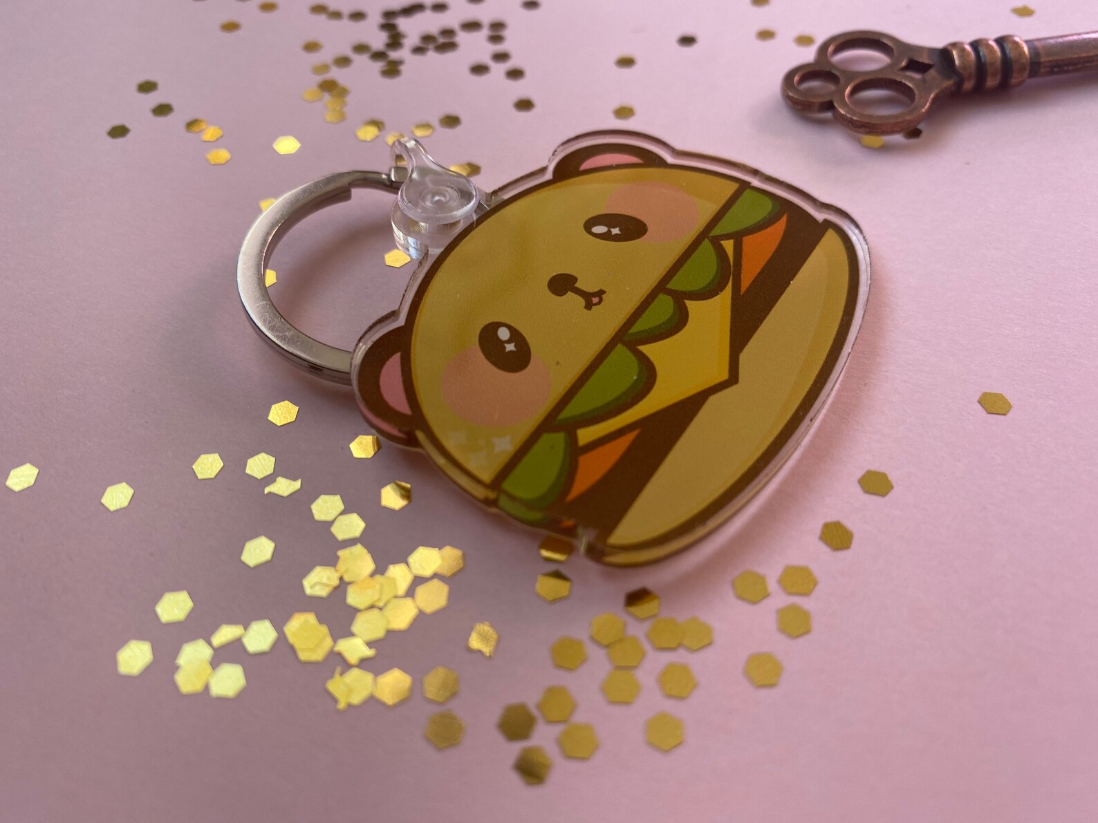 Hamburger Keychain Acrylic Keychain Kawaii Gift Kawaii - Etsy