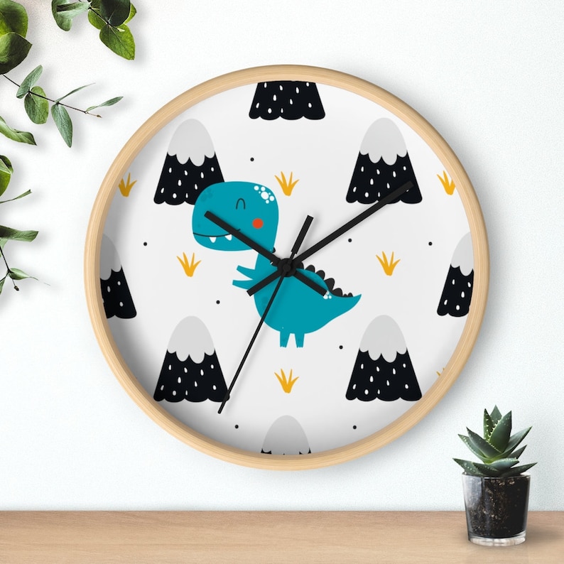 Dinosaur Wall Clock Kids Clock Wall Modern Nursery Wall - Etsy