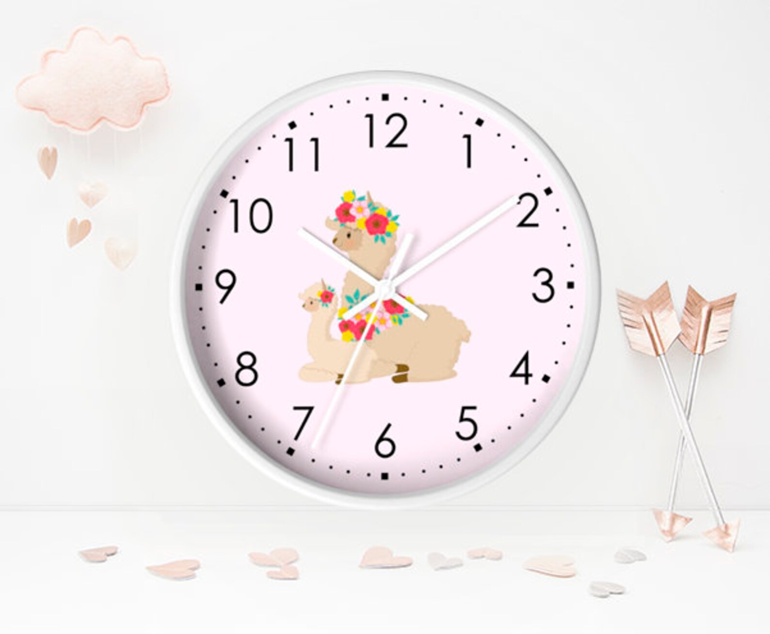 Llama Wall Clock Kids Clock Wall Modern Nursery Wall Decor - Etsy