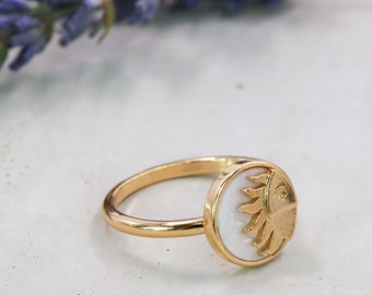 White Gold Sun Ring - Etsy