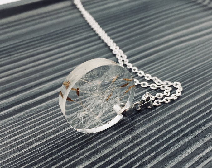 Pendant dandelion Unique, Expressive Resin Jewelry Silver Necklace ...