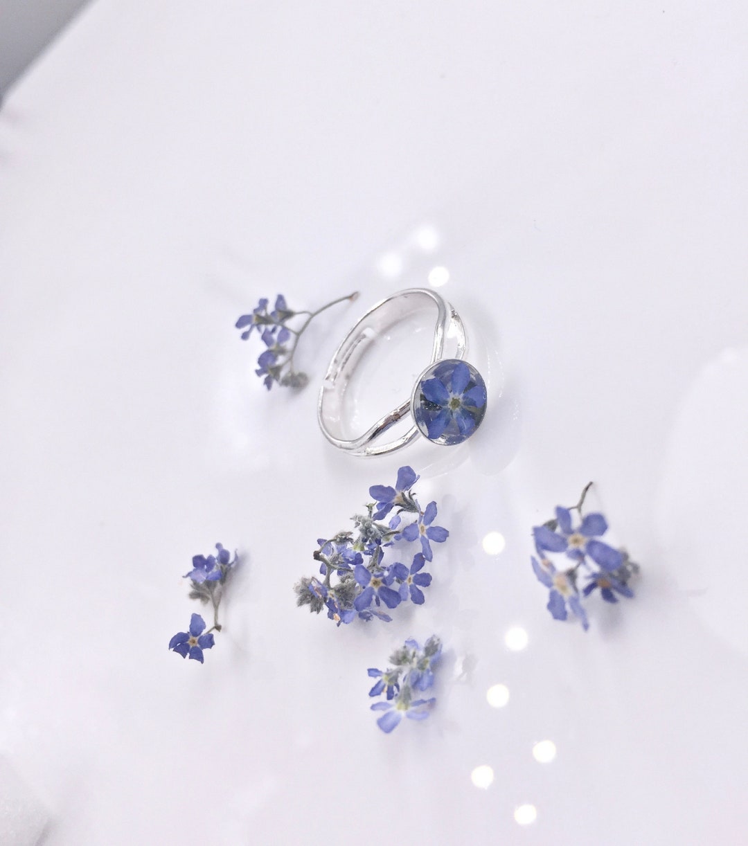 Ring forget-me-not Resin Silver - Etsy