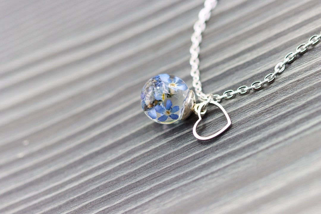 Pendant "forget-me-not" Ball Heart Pendant Resin - Etsy