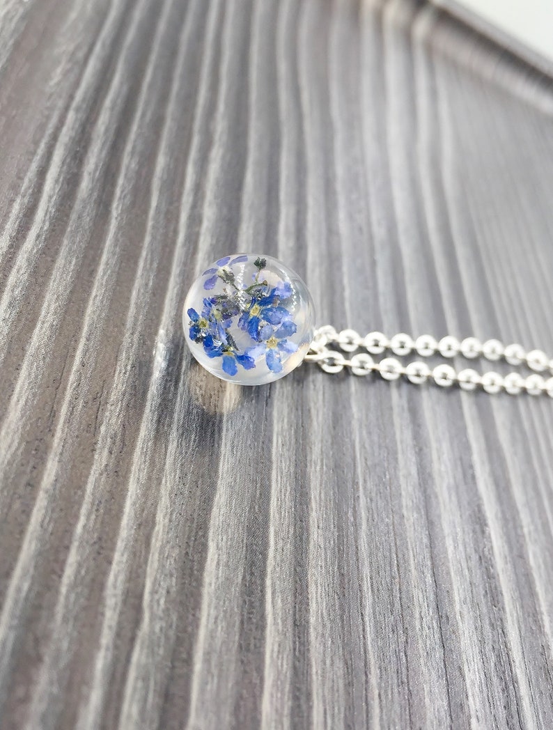 Pendant forget-me-not ball pendant resin silver | Etsy