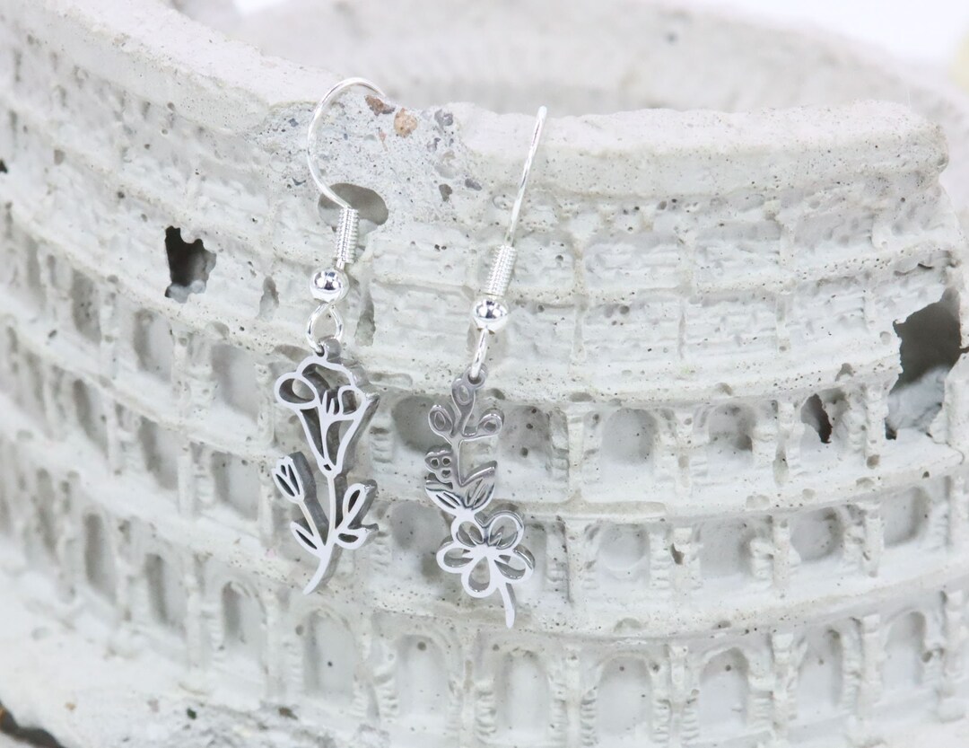 Choice of Colors Birth Flower Earrings Personalized - Etsy Australia