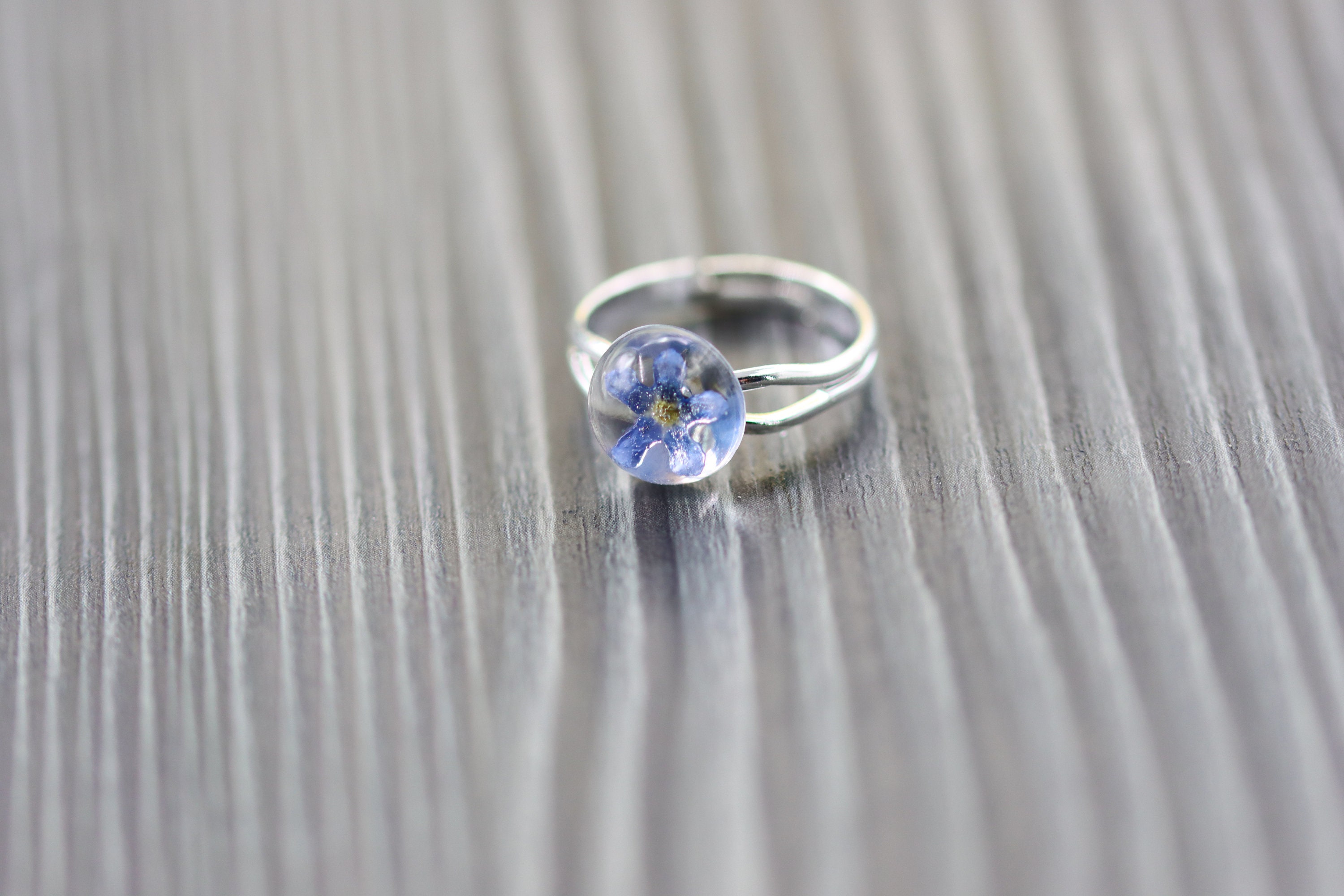 Ring forget-me-not Resin Silver Cabochon - Etsy Singapore