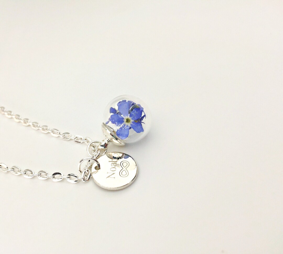 Silver Forget-me-not Engraved Pendant Uniquely Personalized - Etsy