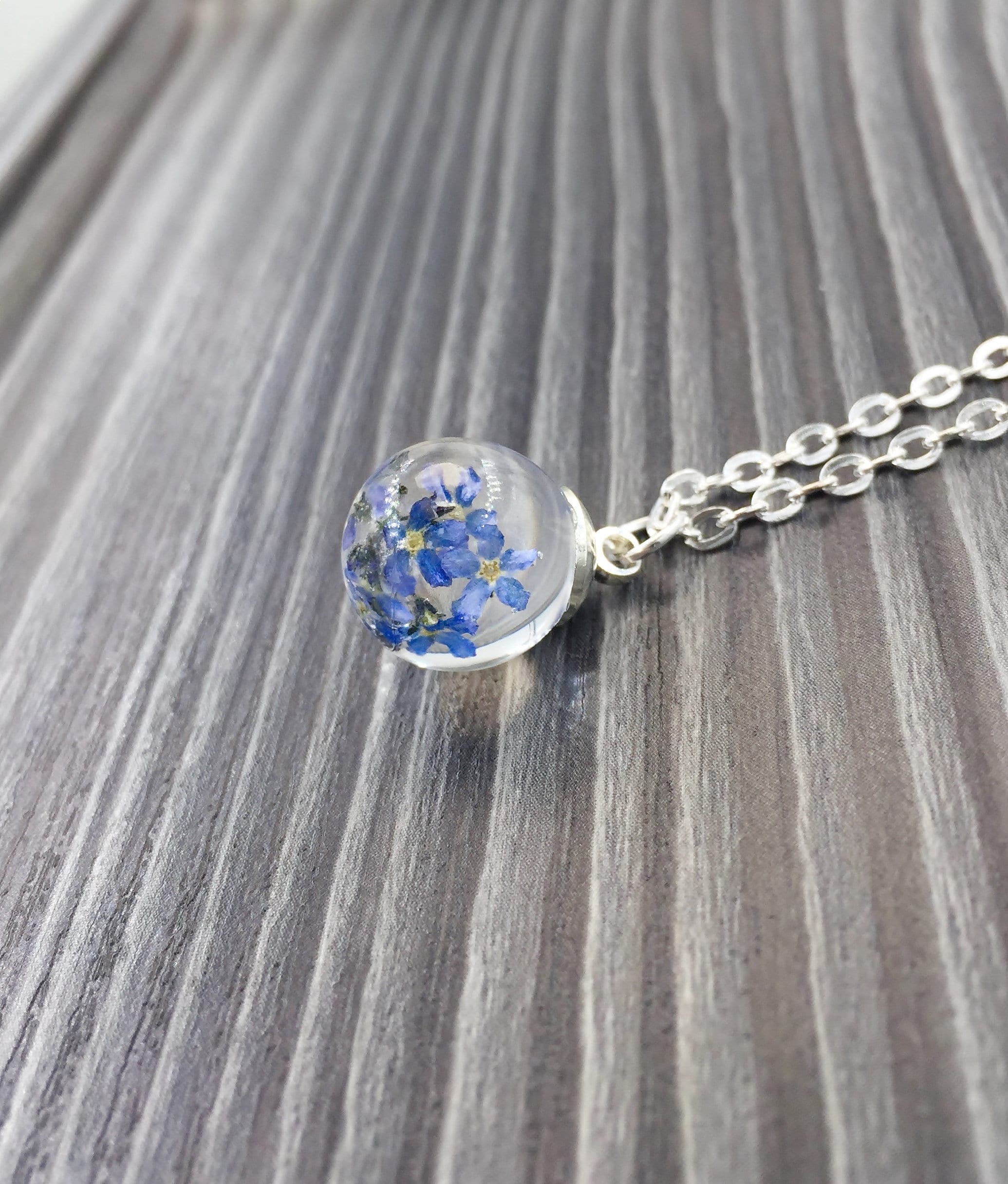 Pendant forget-me-not ball pendant resin silver | Etsy