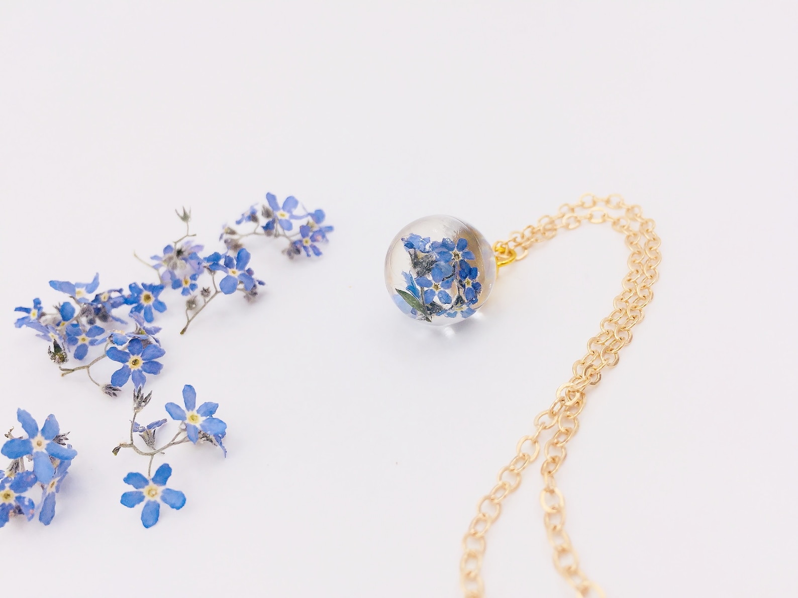 Pendant forget-me-not Ball Pendant Resin Gold | Etsy