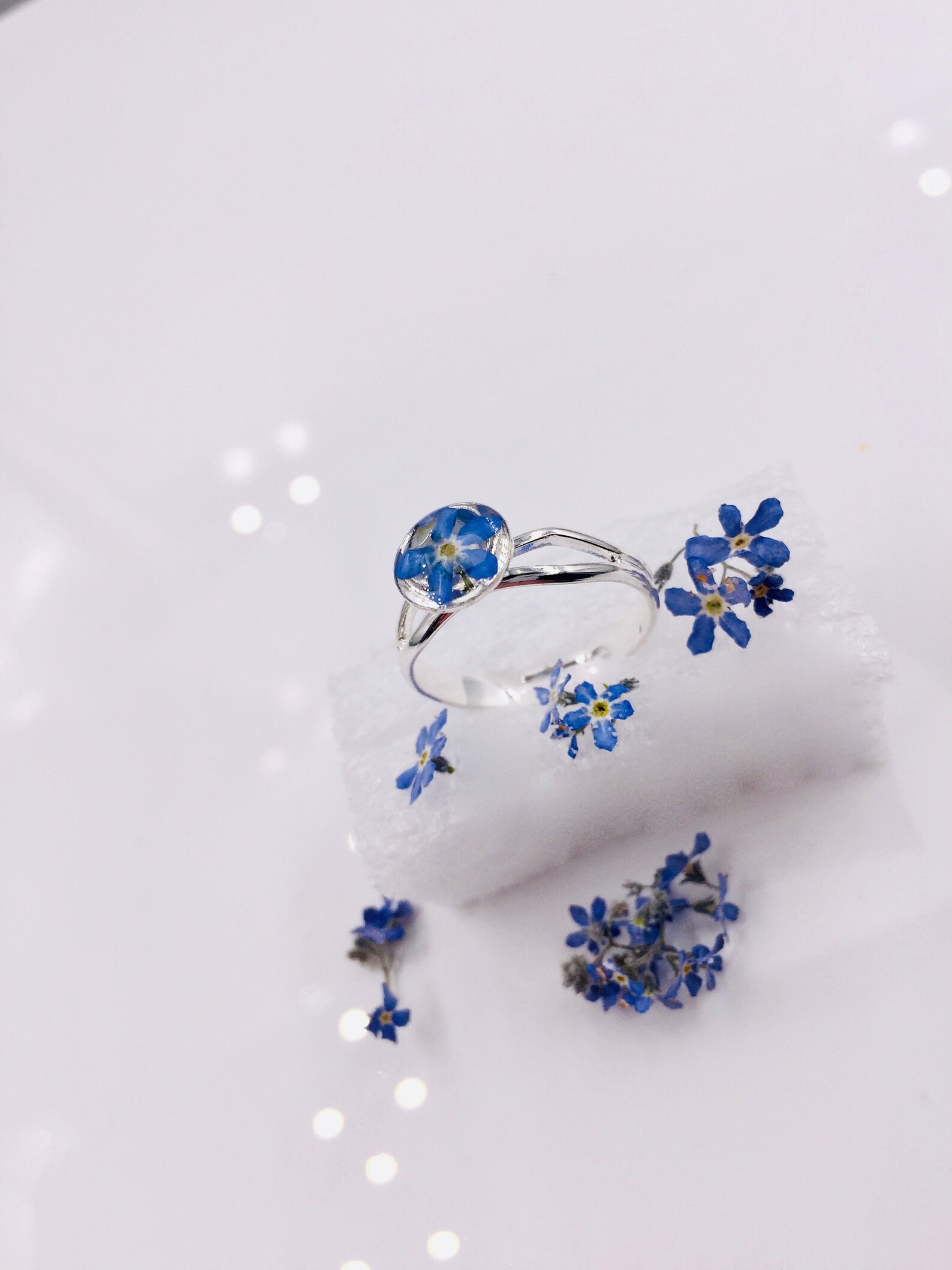 Ring forget-me-not Resin Silver - Etsy