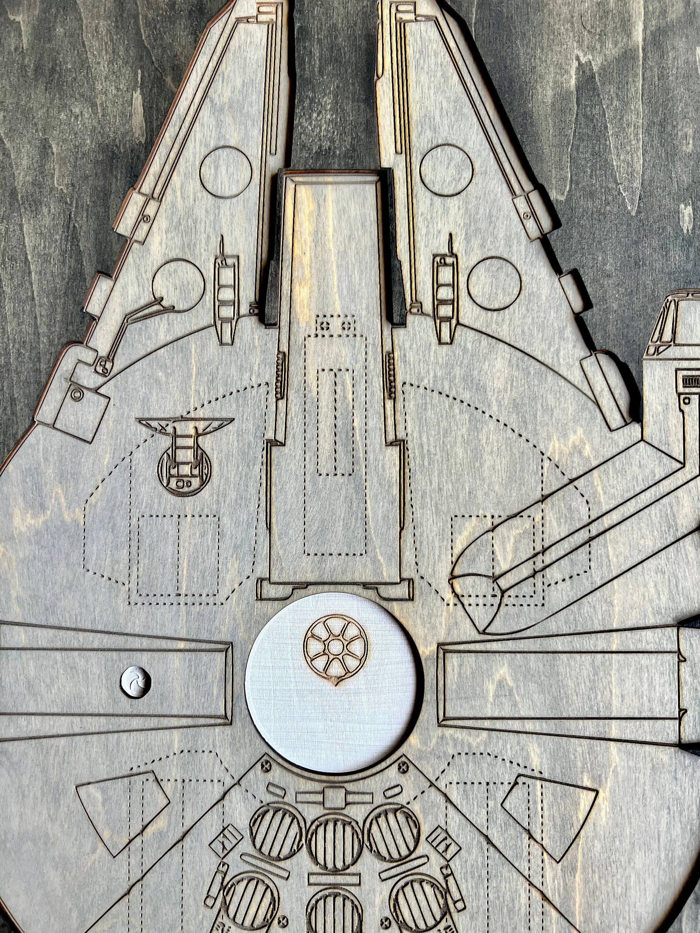 Millennium Falcon 3D Plan Laser Etched Wood - Customizable - Etsy