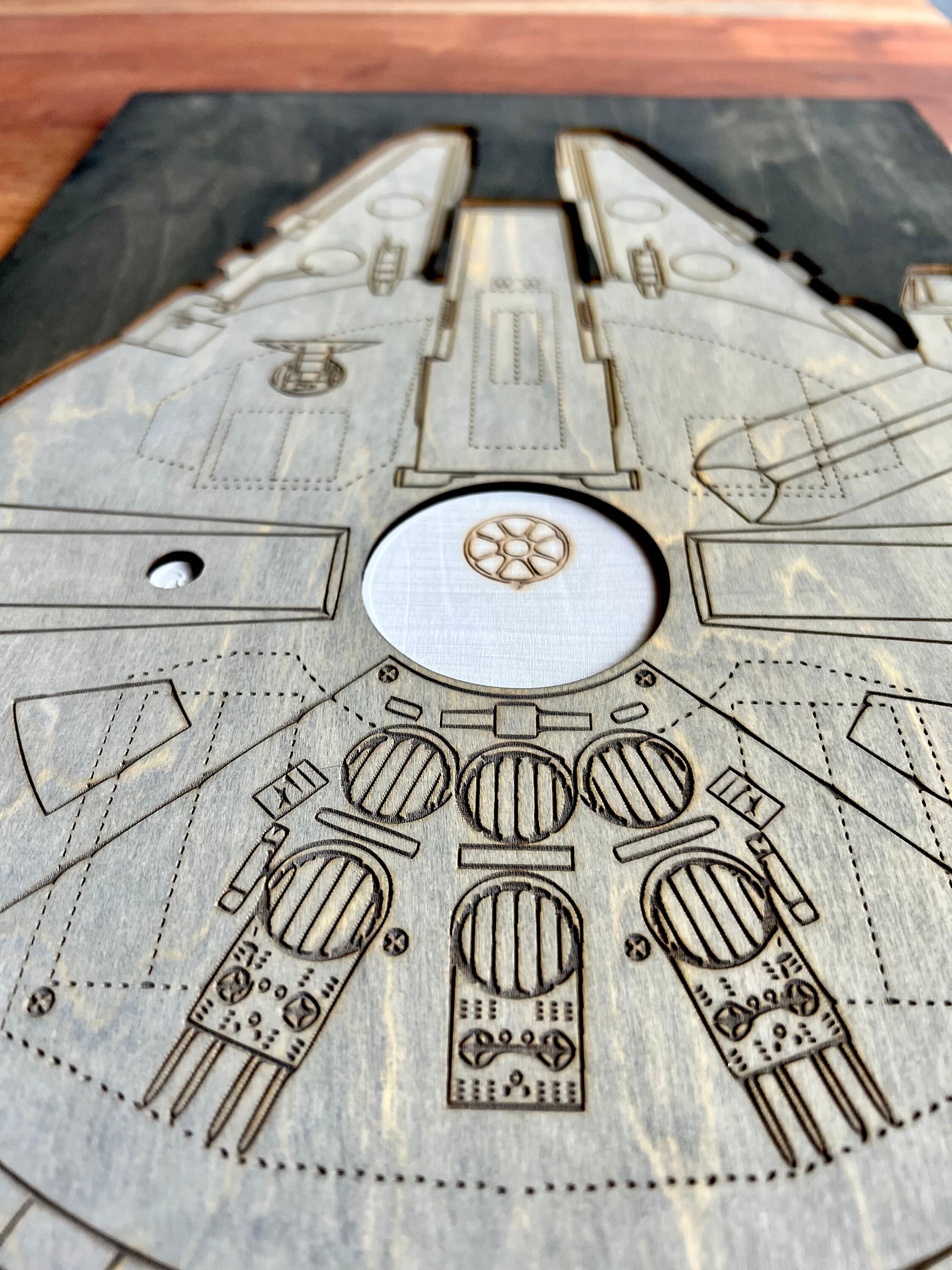 Millennium Falcon 3D Plan Laser Etched Wood - Customizable - Etsy