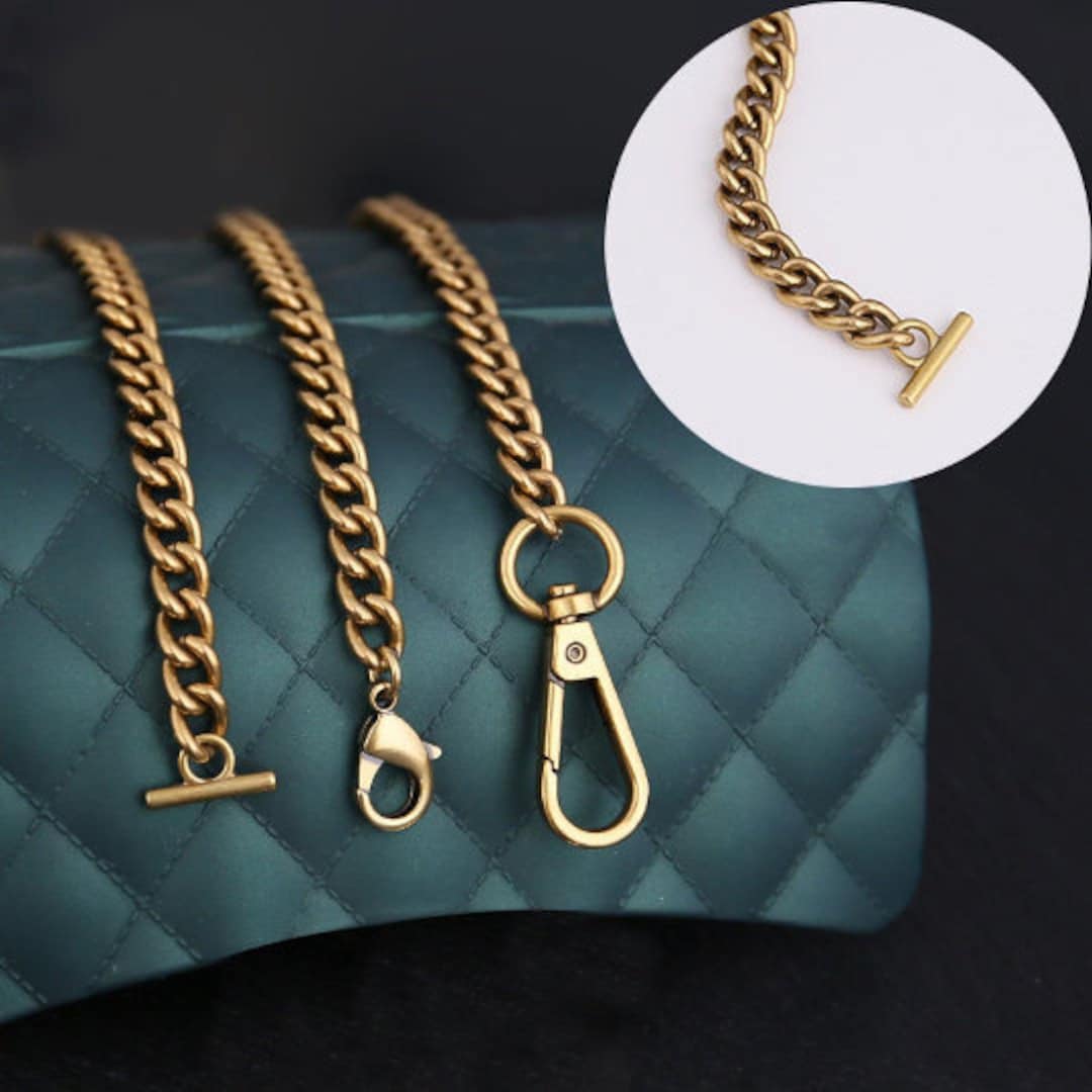 9mm Antique Gold Purse Chain Strap, Bag Handle Chain, Crossbody Handbag ...