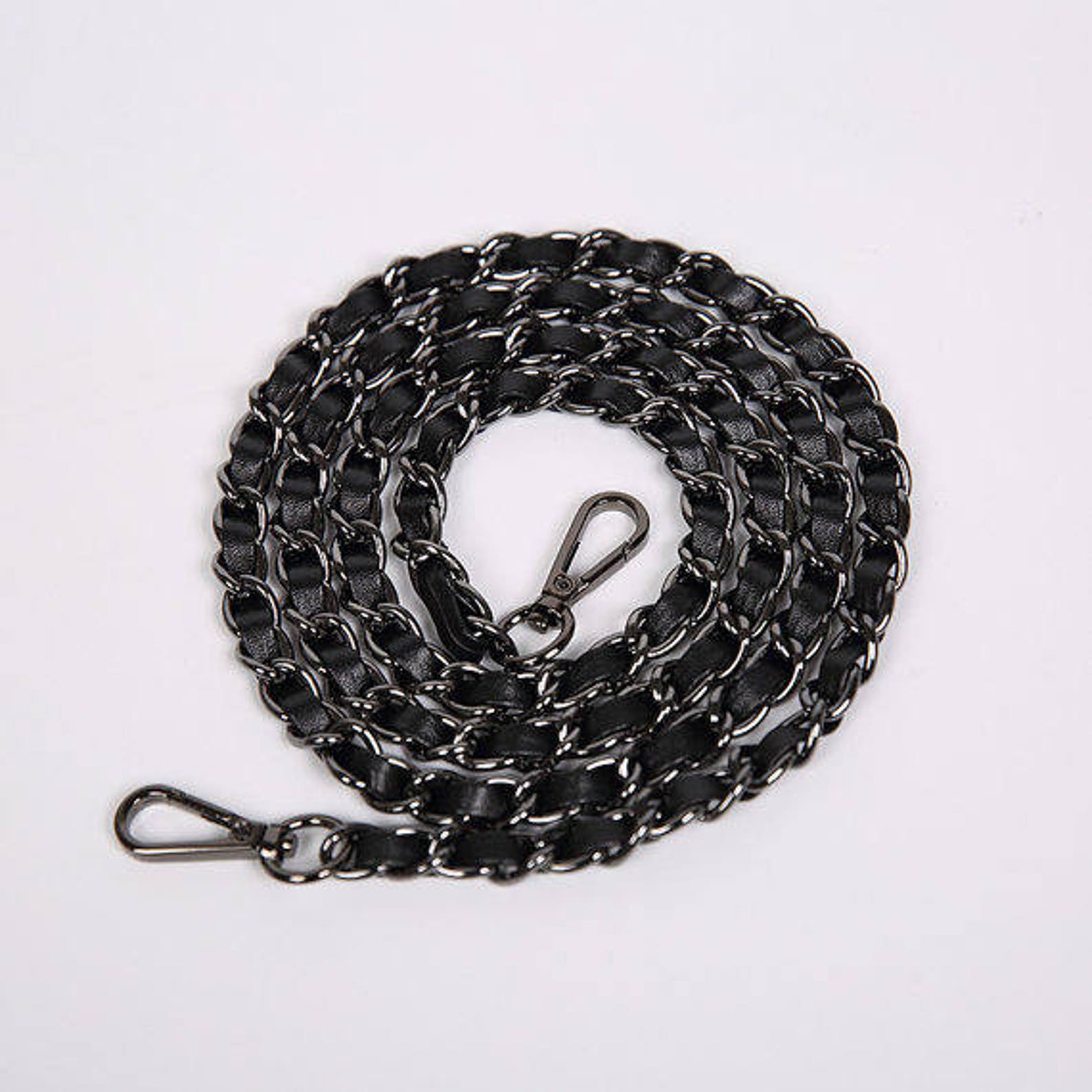 1 Pcs 11mm Black Leather Chain Metal Clasps Purse Strap - Etsy