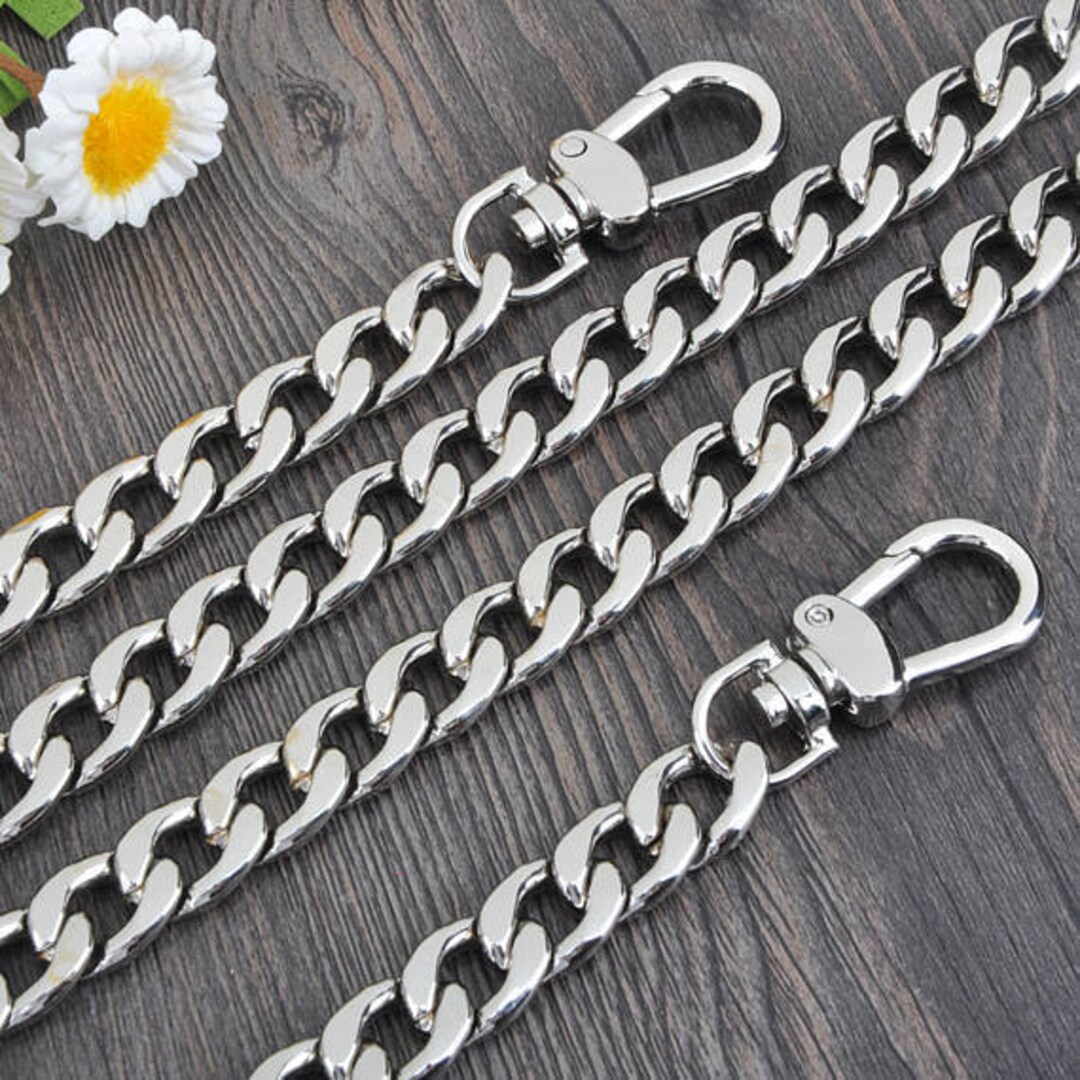1pcs 12mm Silver Bag Chain, Metal Link Clasp Purse Strap Chain ...
