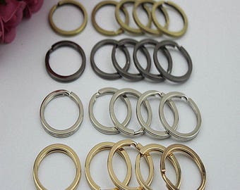 10pcs Antique Brass Purse Clasp Oval Ring Round Split Key