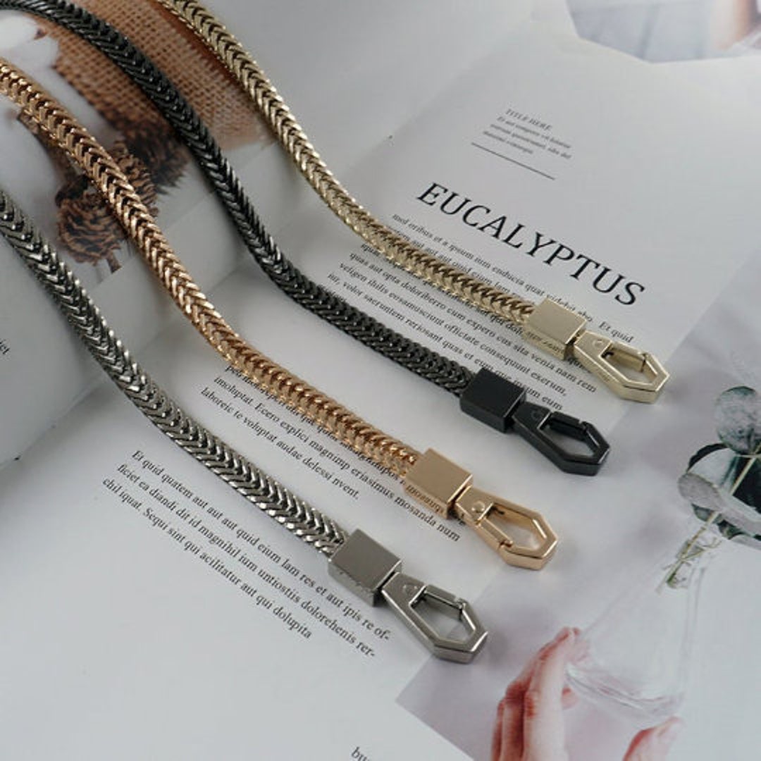 7mm Gold Silver Gunmtal Flat Purse Chain Strap, Metal Bag Handle ...
