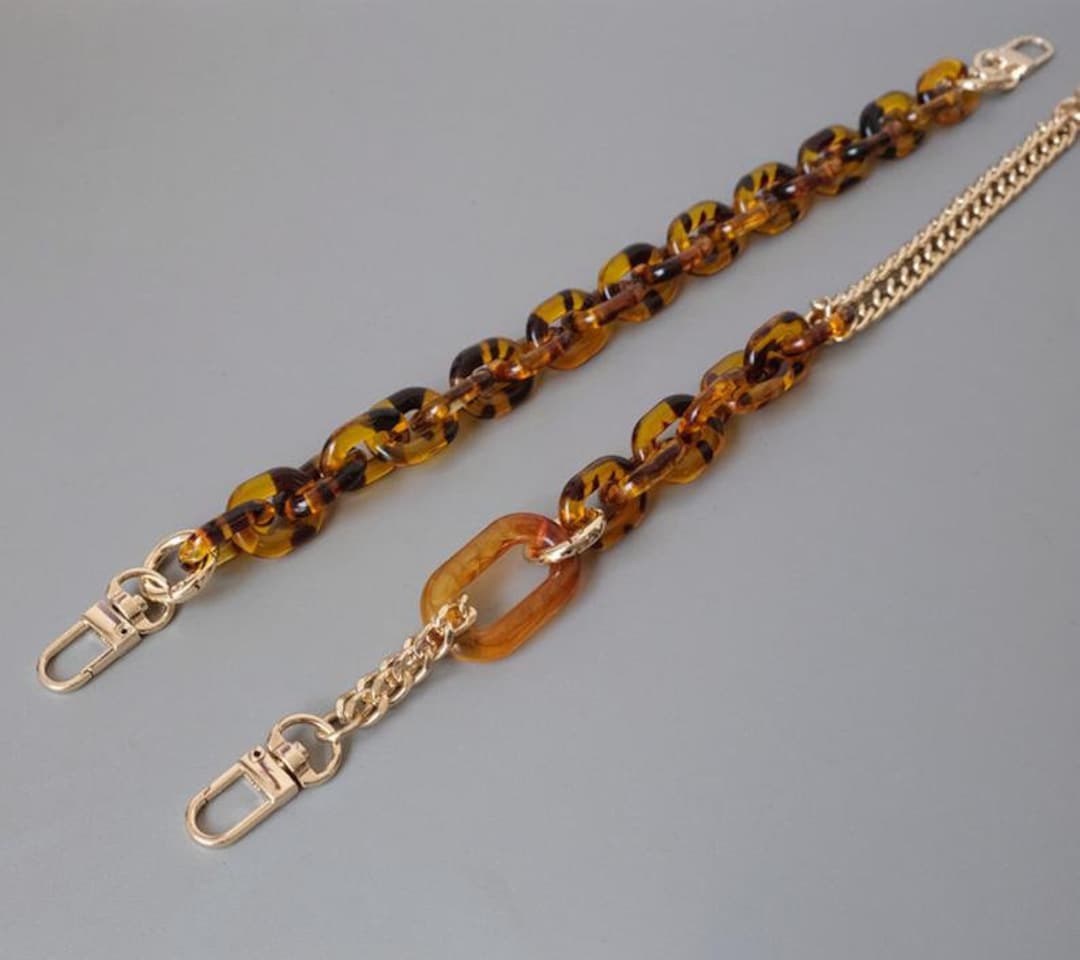 Vintage Resin Bag Chains, Cheetah Print Acrylic Purse Chain Strap ...