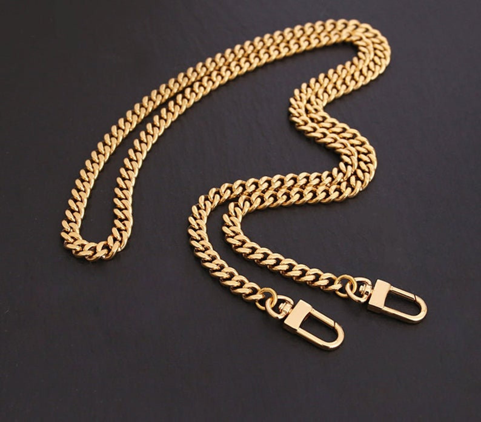 9mm 24K oro chapado titanio acero cadena de cartera mango de | Etsy