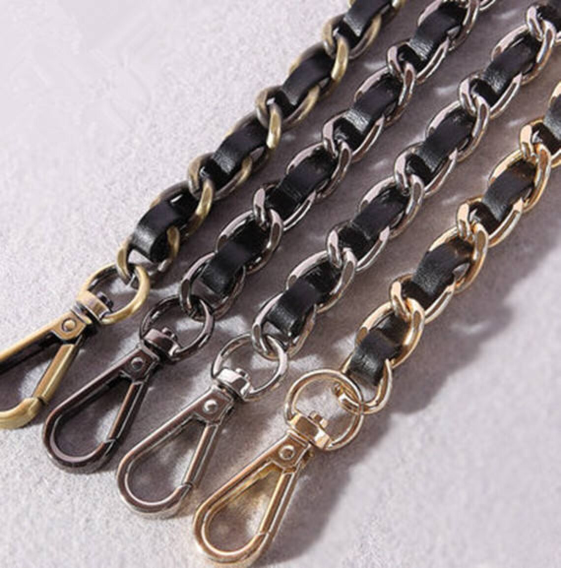 1 Pcs 11mm Black Leather Chain Metal Clasps Purse Strap - Etsy