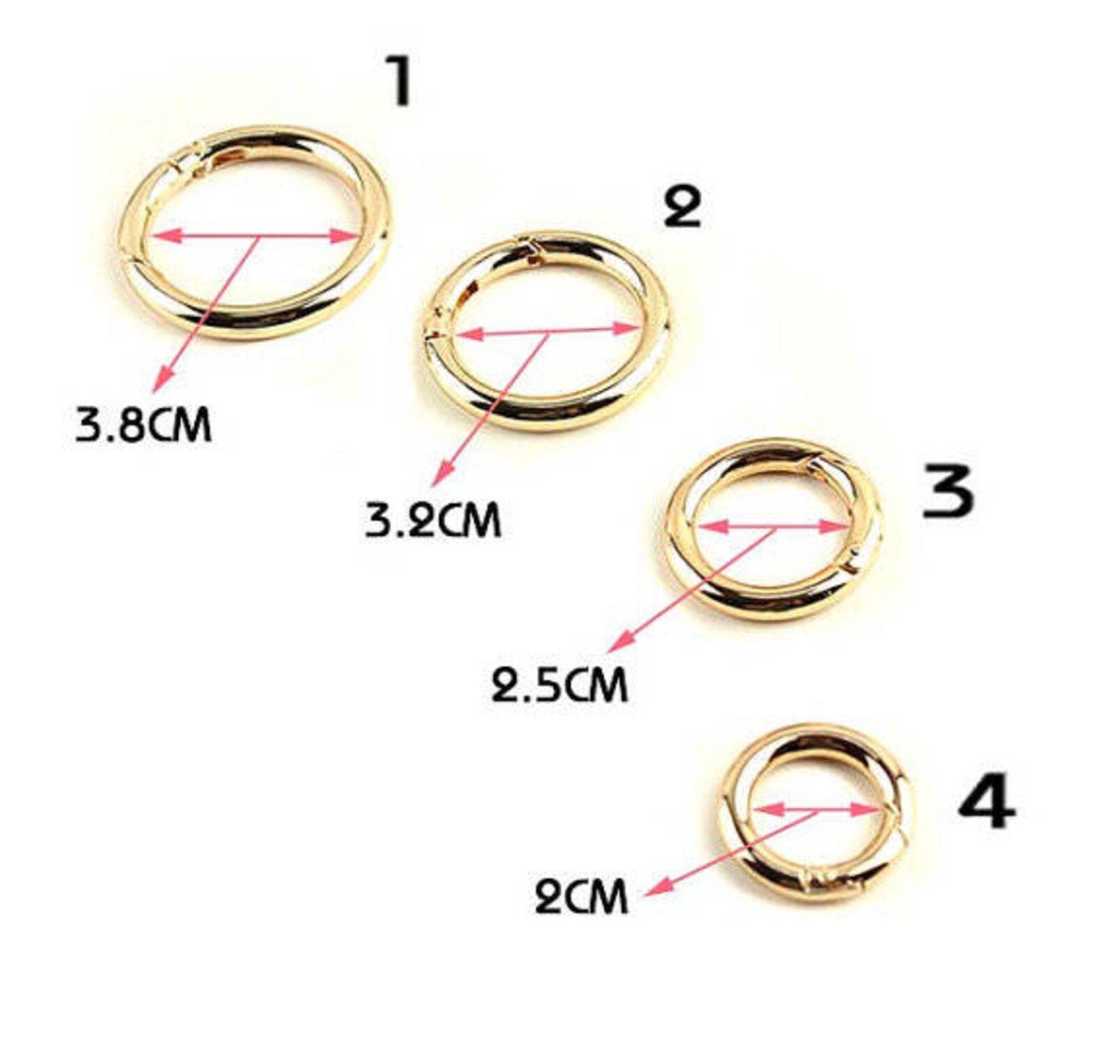 4 Pcs Metal Spring Ring Clasps Strap Buckle Round Purse - Etsy