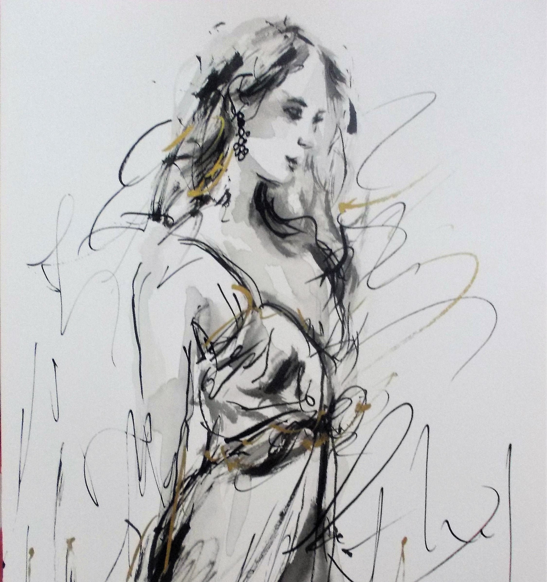 Drawing & Illustration Pen & Ink Woman drawing,figurative drawing,woman ...