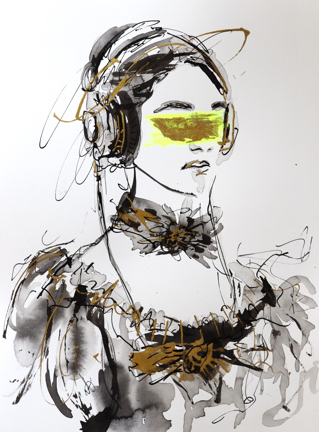 Victorian Woman Wearing Headphones Art Altered Art Altered Woman ...