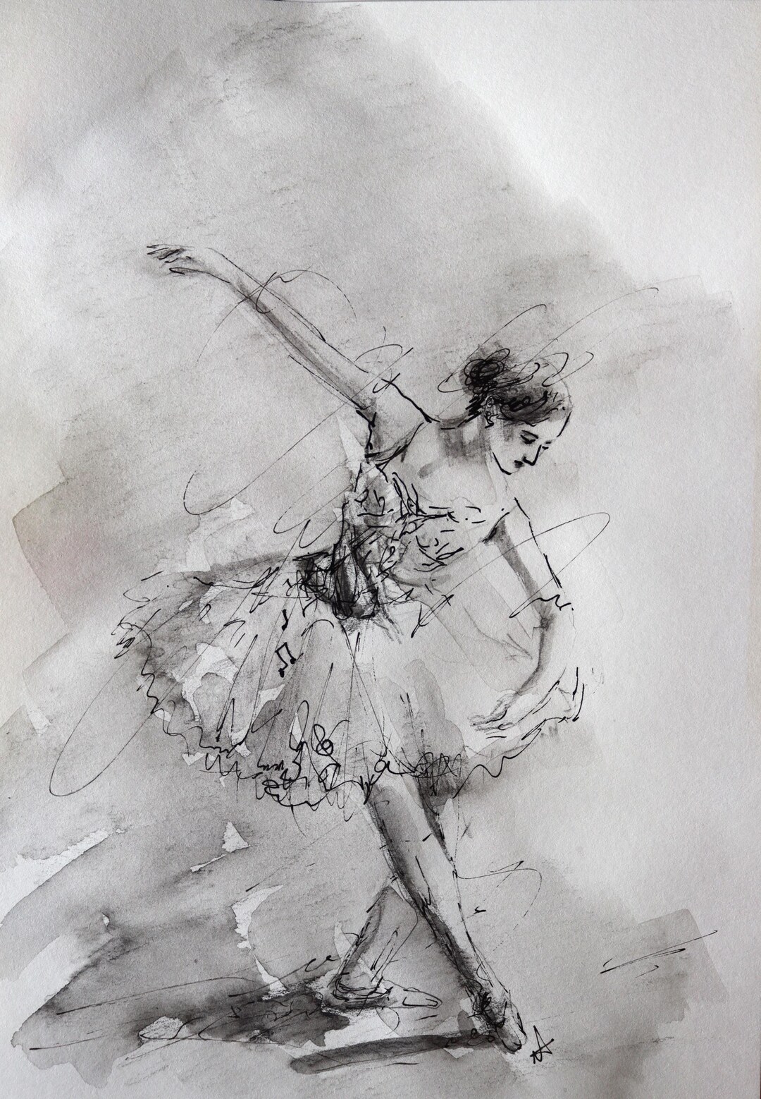 Ballerina Pencil Drawing , Ballerina Drawing,ballet Drawing,8x12,pen ...