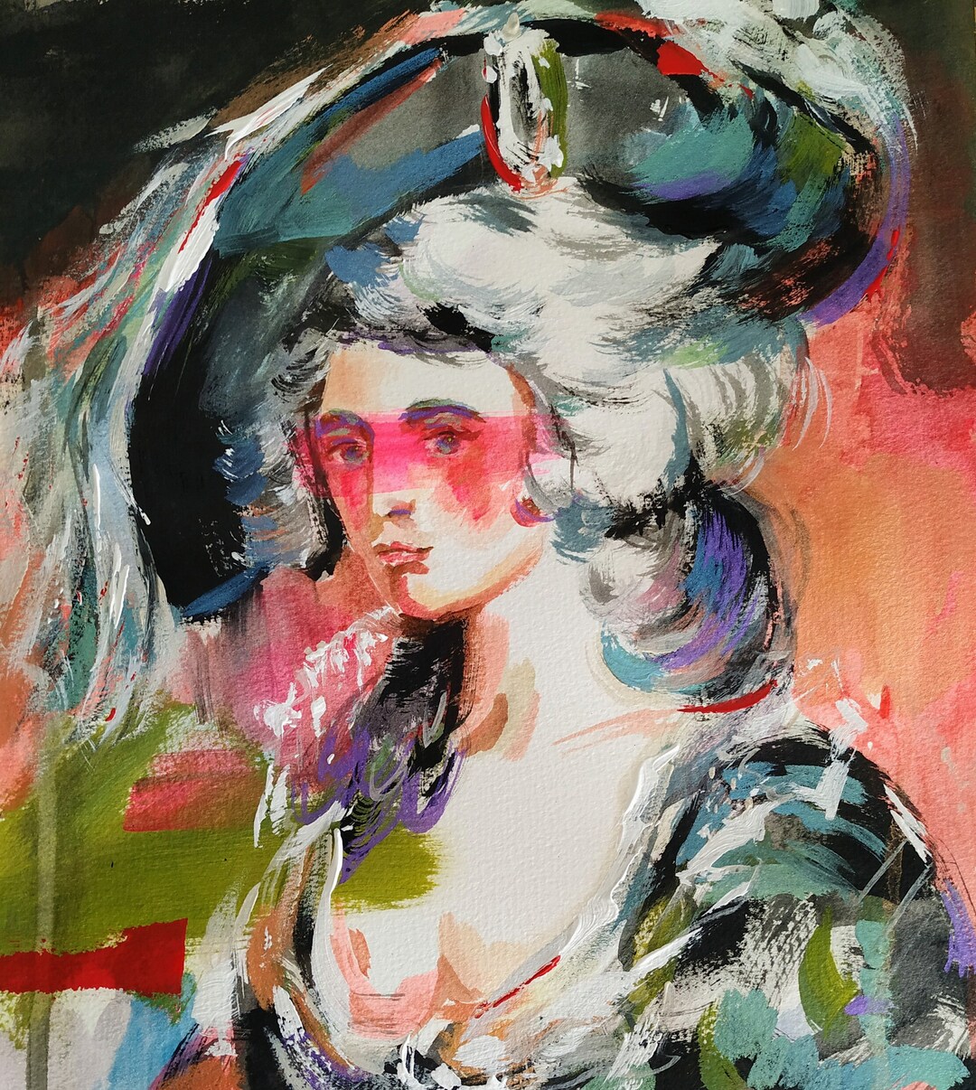 Homage to Old Masters,altered Woman Portrait,baroque Painting,maximal ...