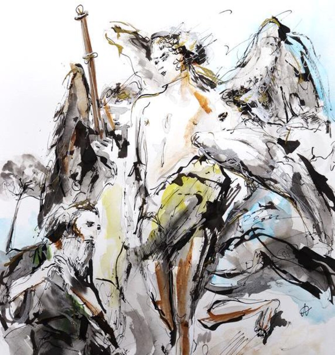 Inspired by Tiepolo, Abraham and the Three Angels,ink Drawing,original ...