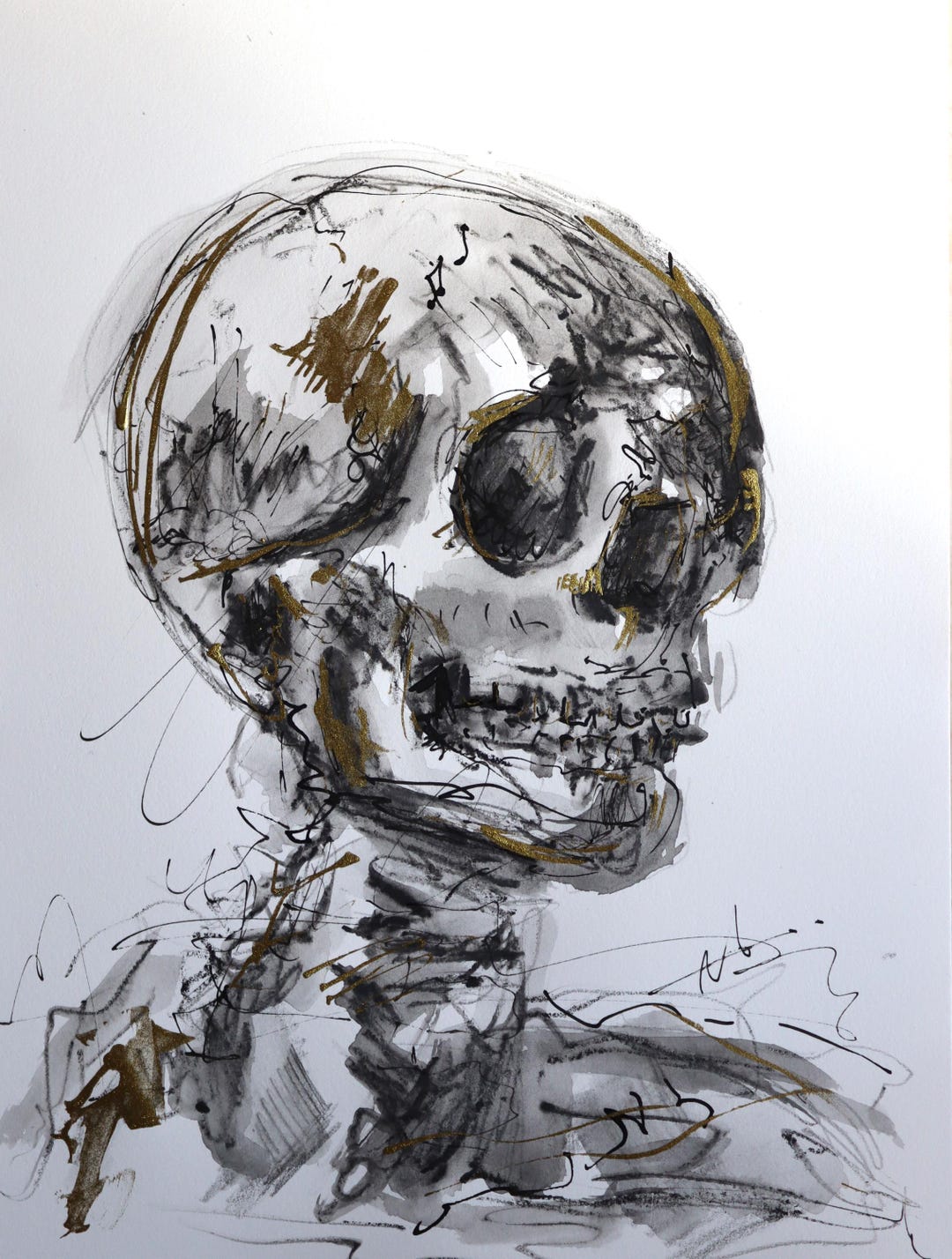 Gothic Skull Art Drawing, Skeleton Art, Dark Academia Decor, Gothic Art ...