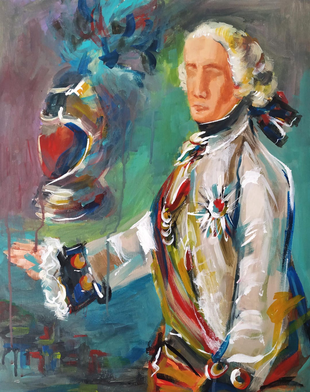 Portrait of Rococo Man Baroque Painting Art Original French Baroque ...