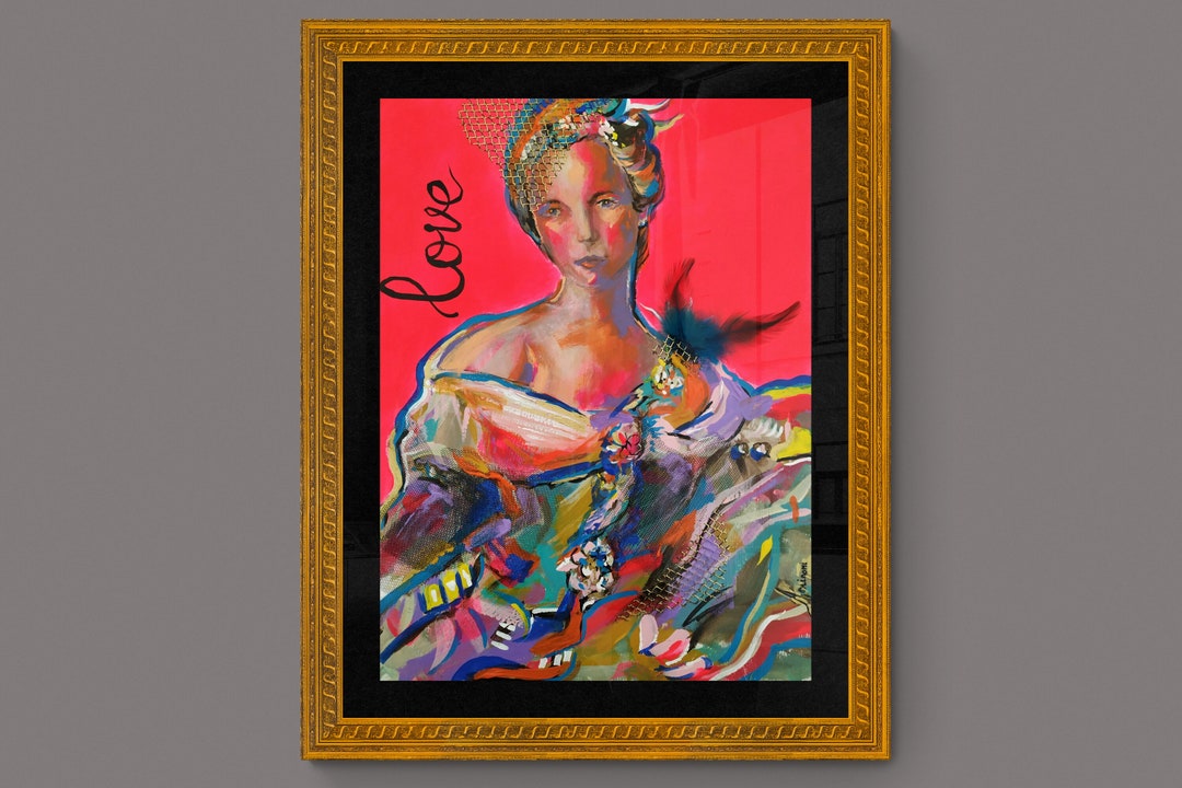 Lady Rococo Portrait,pink Portrait,woman Portrait on Wood,rococo Era ...