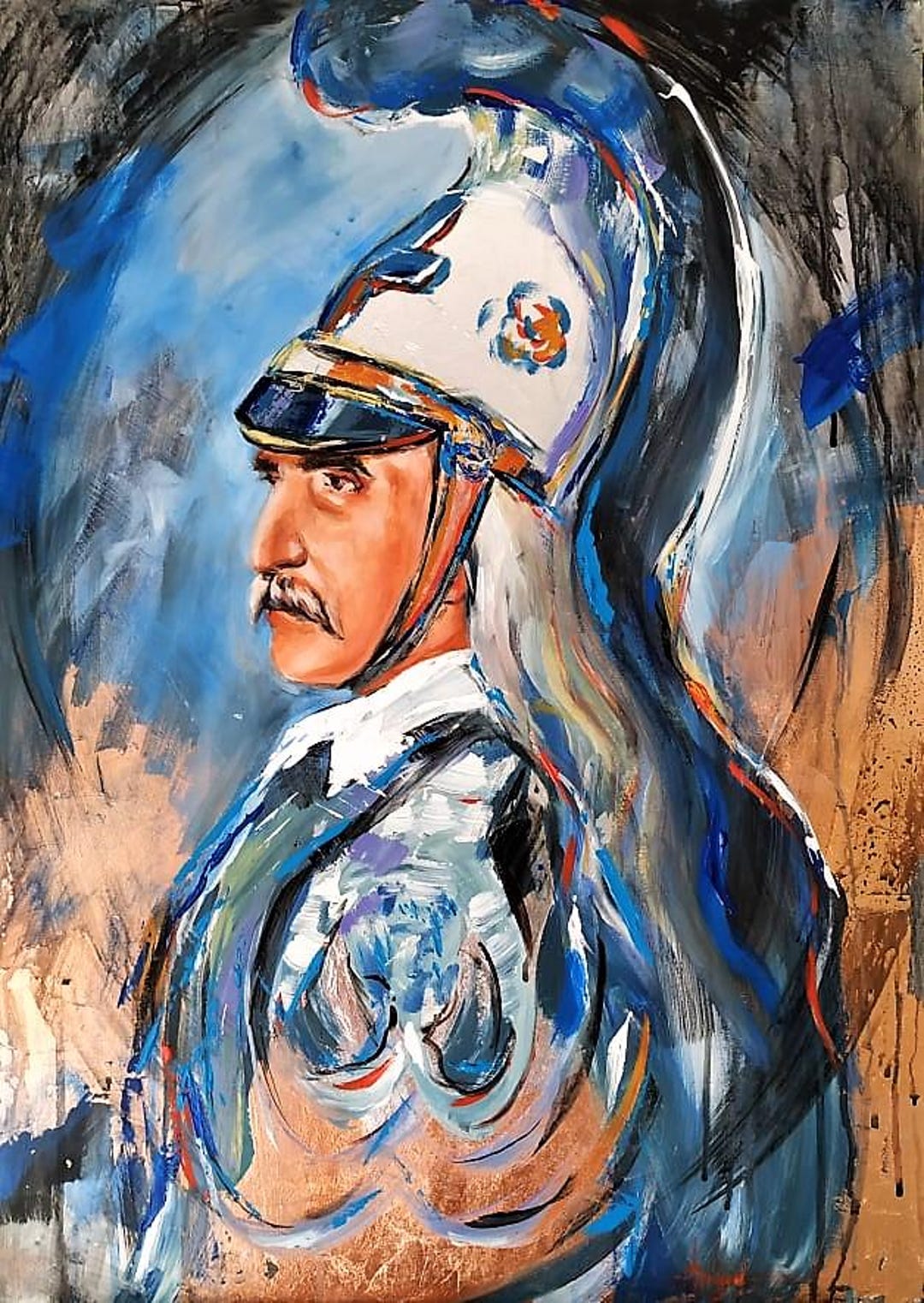 Theodoros Kolokotronis, Original Man Painting on Wood,man Wall Art ...