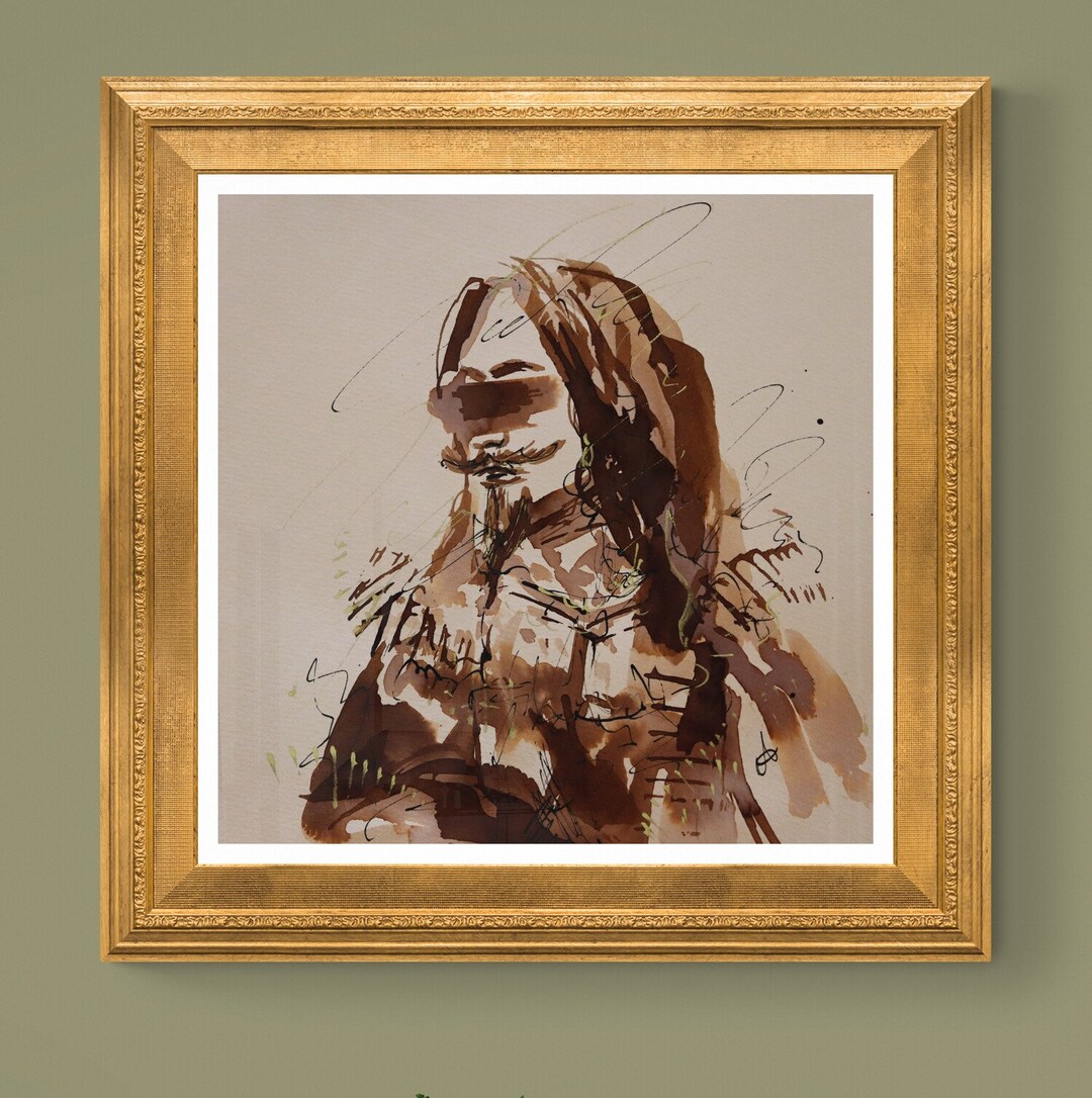 Altered Portrait,man Portait,old Masters Art,old Masters Drawing,8x8 ...