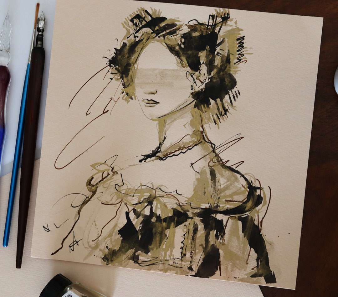 Altered Portrait,woman Portait,old Masters Art,old Masters Drawing,8x8 ...