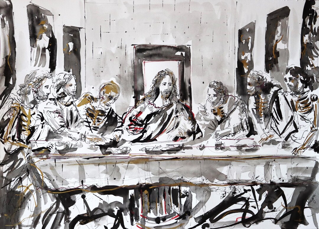 The Last Supper Original Ink Drawing Baroque Art Classical Religious ...